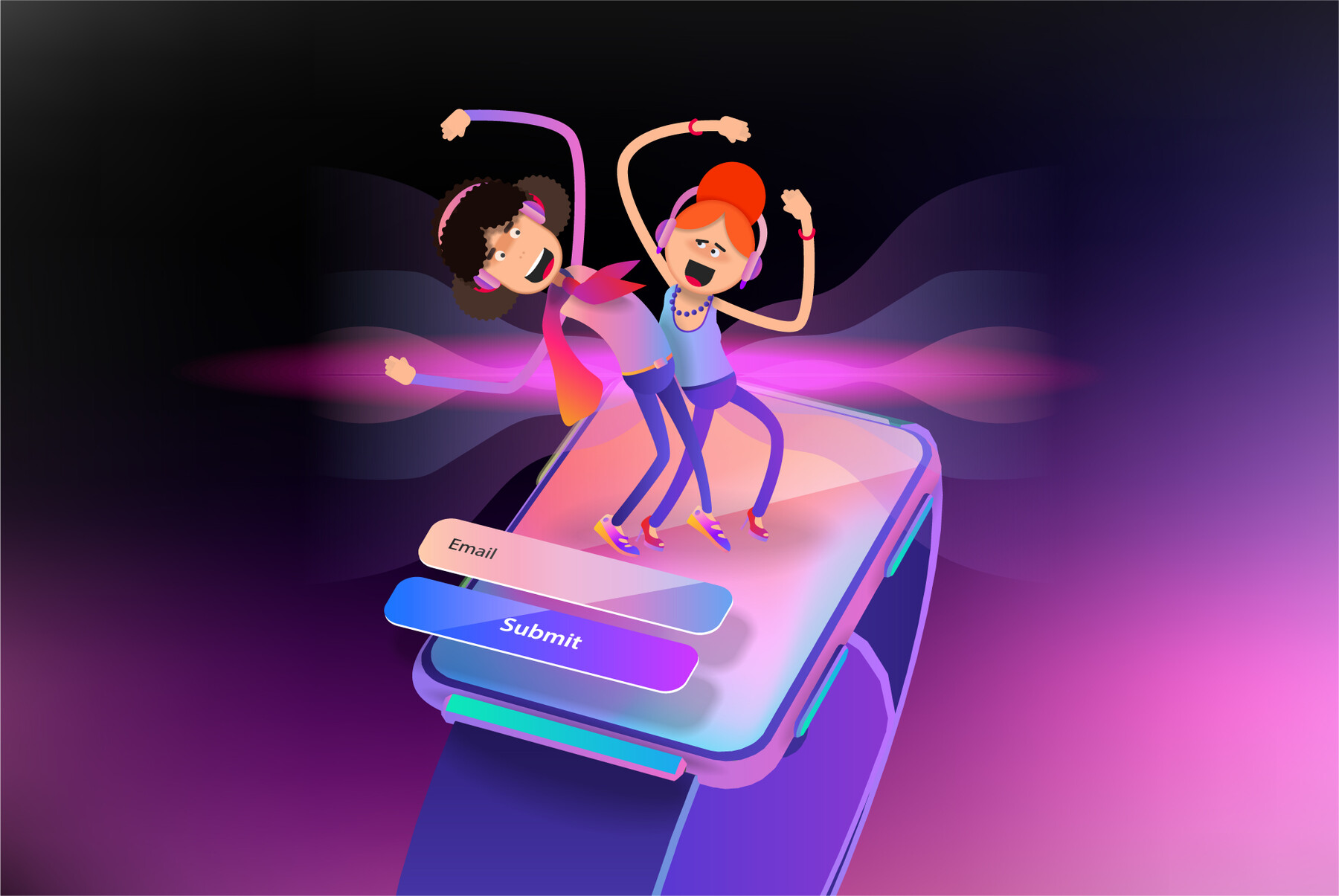 ArtStation - Two cartoon girls dancing on the screen of a smart watch ...
