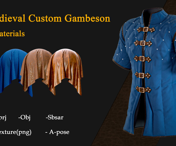 ArtStation - Medieval Custom Gambeson +Materials (Sbsar) | Game Assets