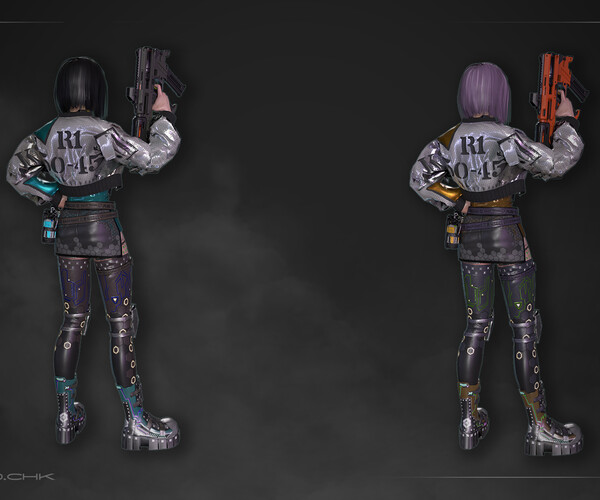 ArtStation - Kate - CyberGirl | Game Assets