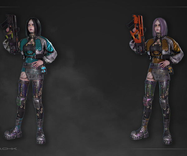 ArtStation - Kate - CyberGirl | Game Assets