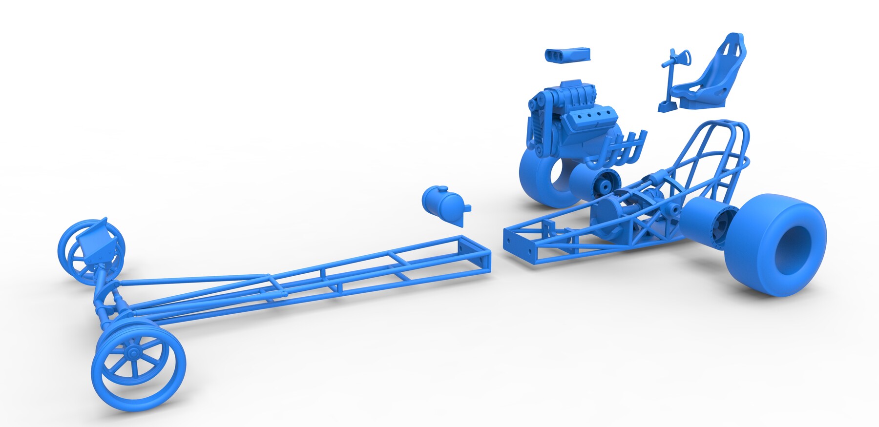 ArtStation - 3D printable Diecast Front engine dragster with V8 Scale 1 ...