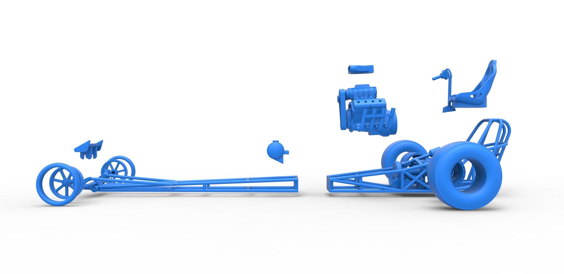 ArtStation - 3D printable Diecast Front engine dragster with V8 Scale 1 ...