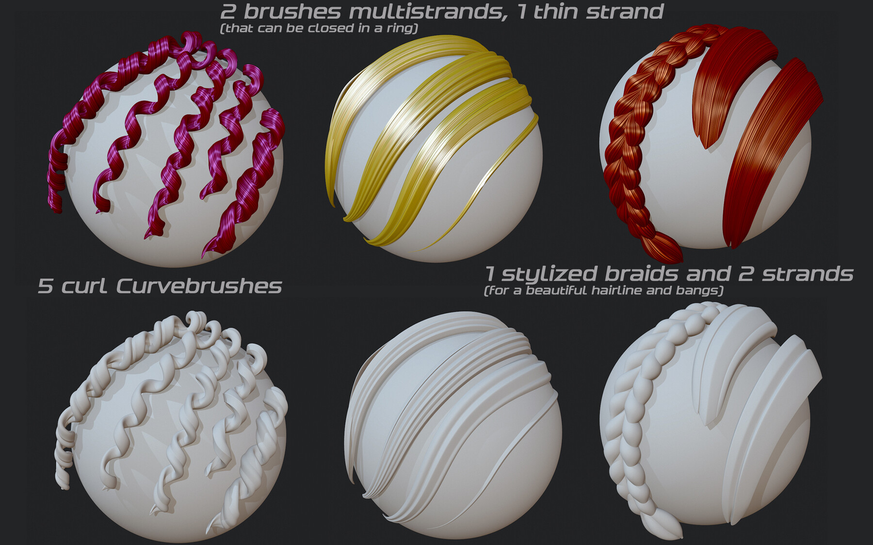 ArtStation - Stylized hair kit! | Brushes