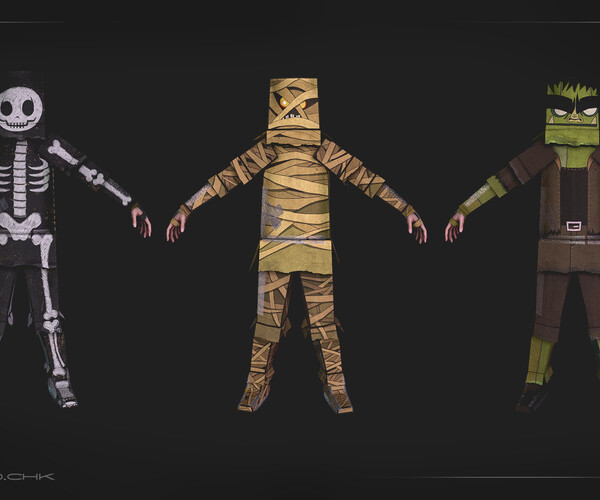 ArtStation - Cardboard Boy Skin Pack | Game Assets