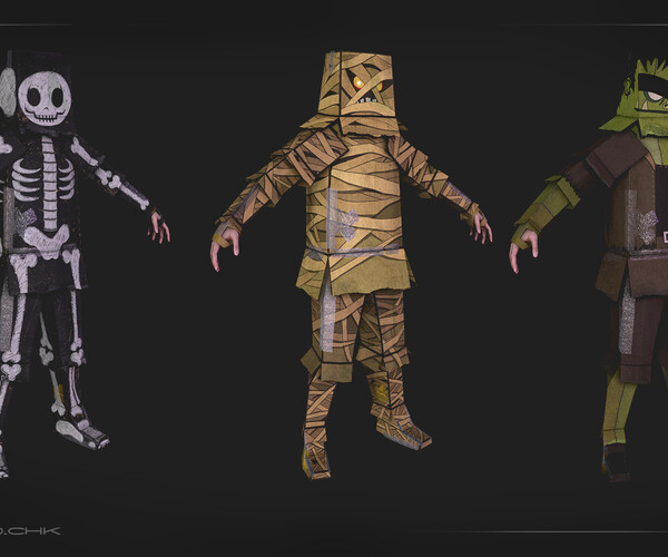 ArtStation - Cardboard Boy Skin Pack | Game Assets