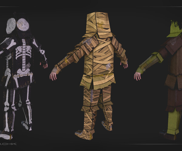 ArtStation - Cardboard Boy Skin Pack | Game Assets