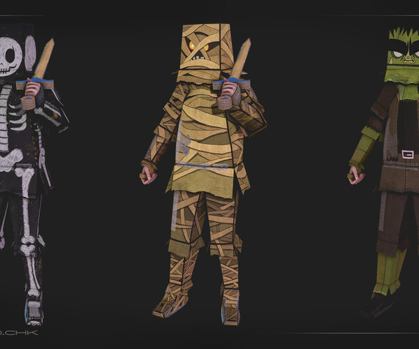 ArtStation - Cardboard Boy Skin Pack | Game Assets