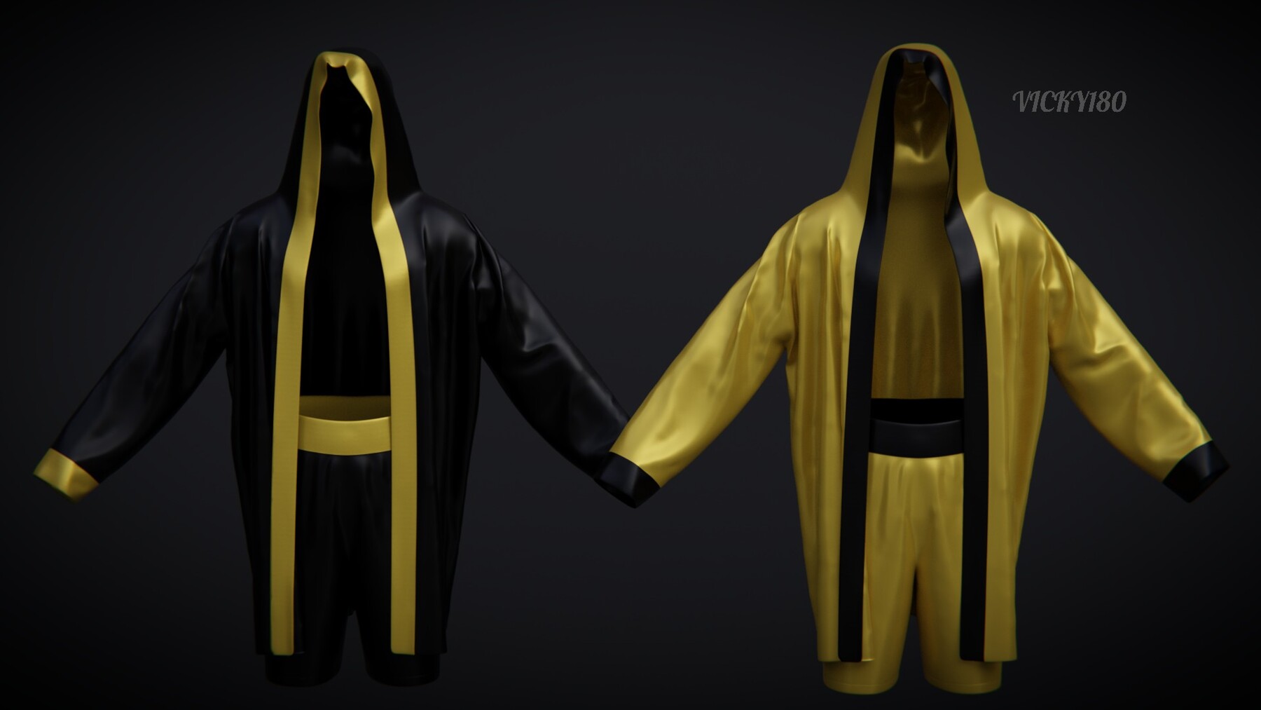 ArtStation - 3D Male Boxing Outfit - Shorts and Robe With 2 Base Colors ...