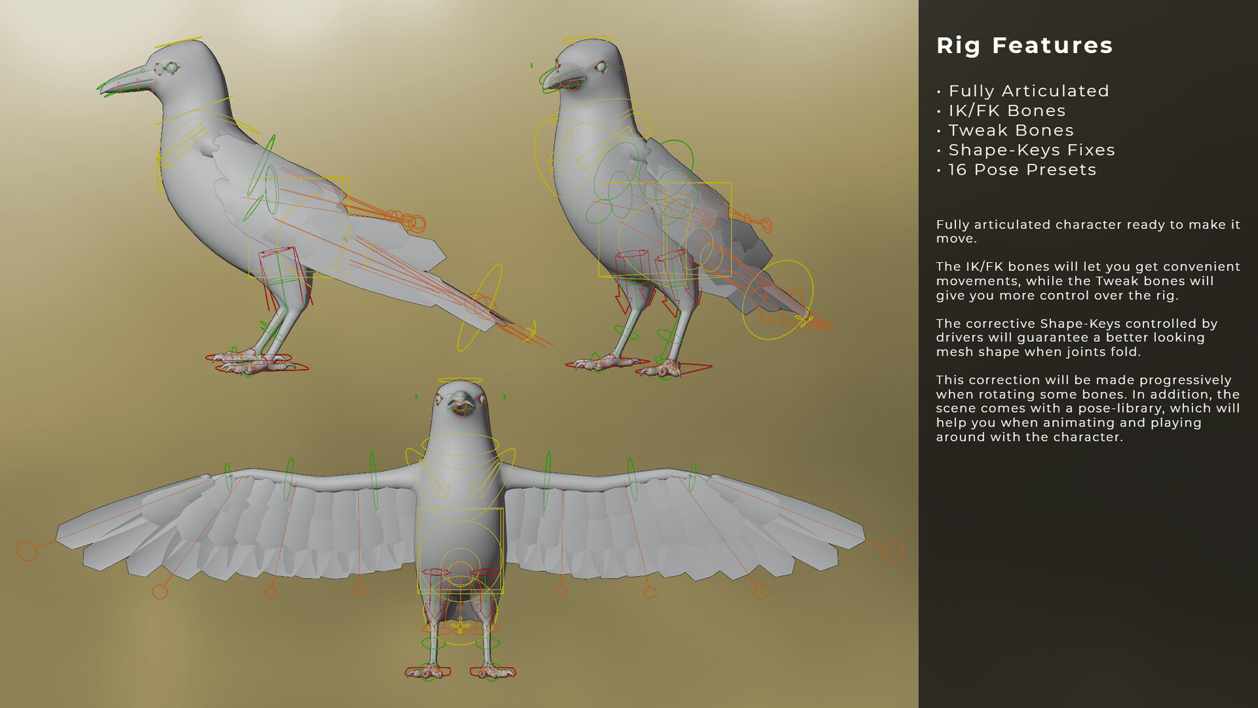 ArtStation - Crow Rigged - Stylized 3D Character for Blender | Game Assets