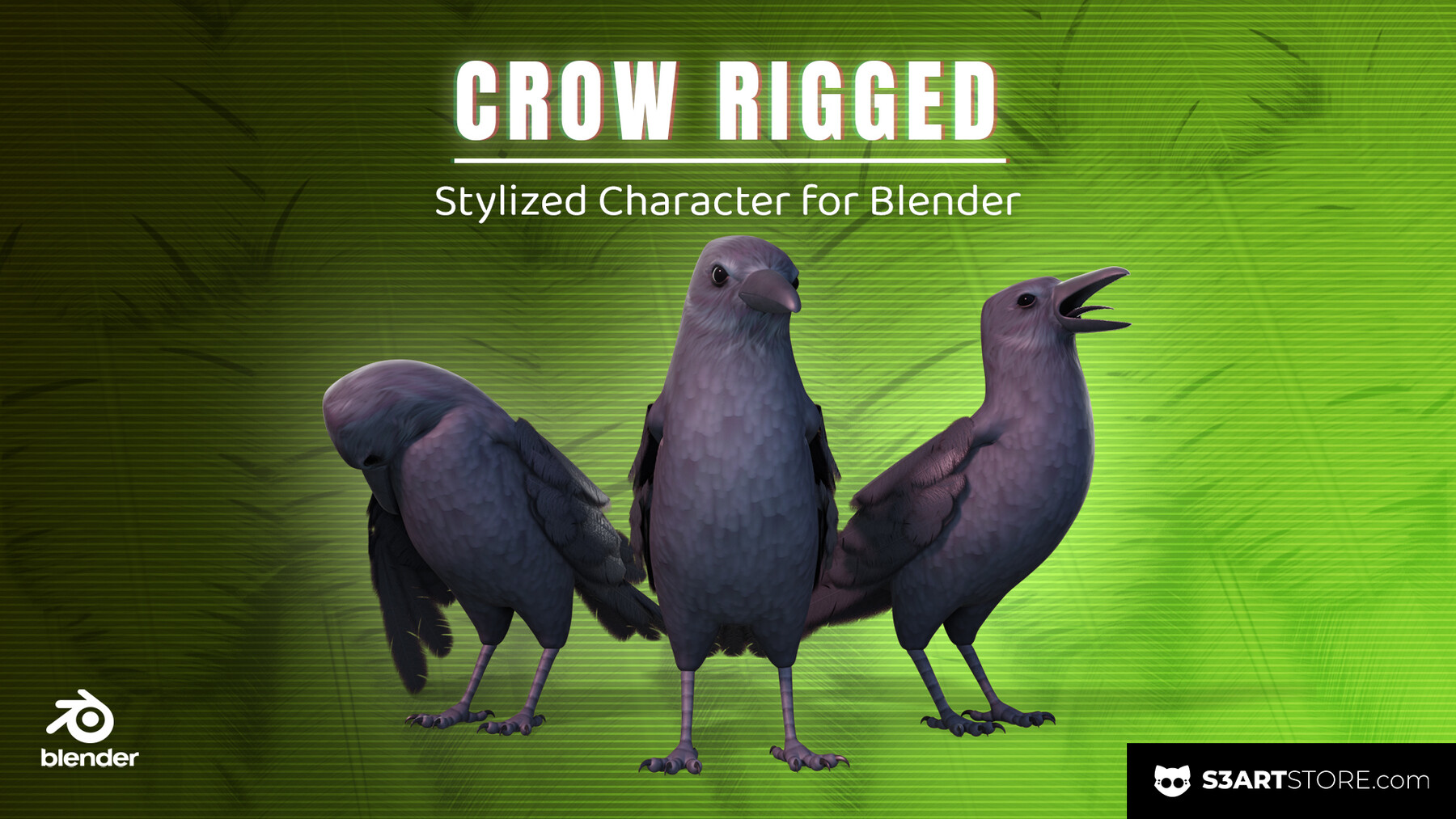 ArtStation - Crow Rigged - Stylized 3D Character for Blender | Game Assets