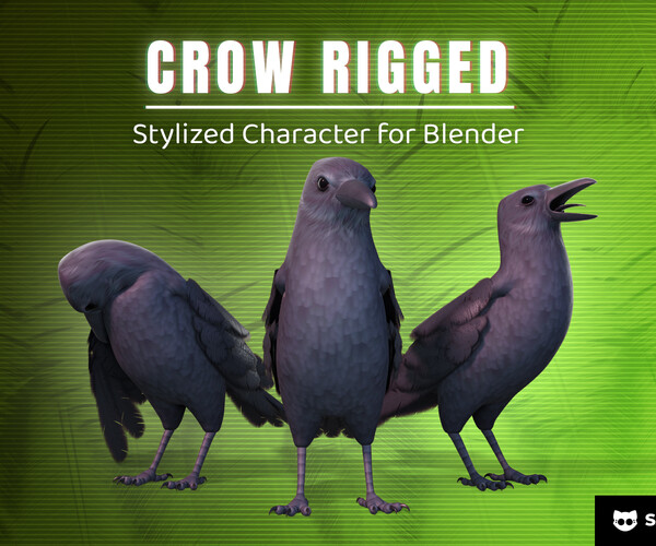 ArtStation - Crow Rigged - Stylized 3D Character for Blender | Game Assets