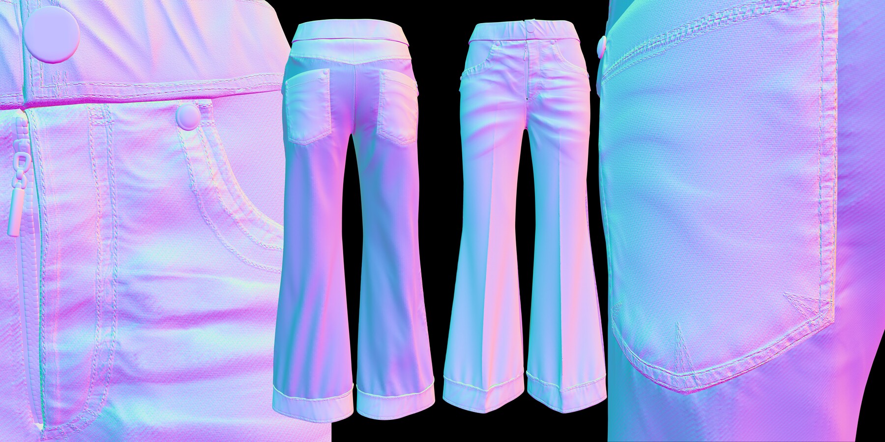 ArtStation - Stained washed old jeans(OBJ +tex) | Game Assets