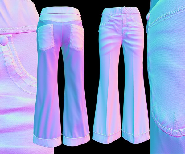 ArtStation - Stained washed old jeans(OBJ +tex) | Game Assets