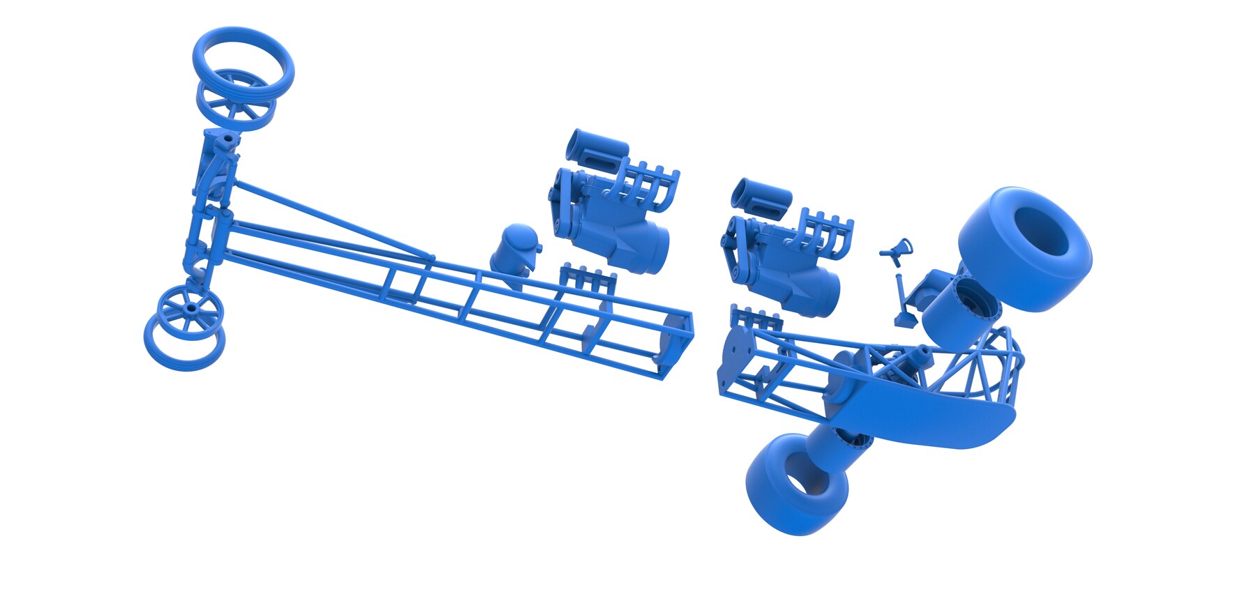 Artstation 3d Printable Diecast Front Engine Dragster With 2 V8 Scale