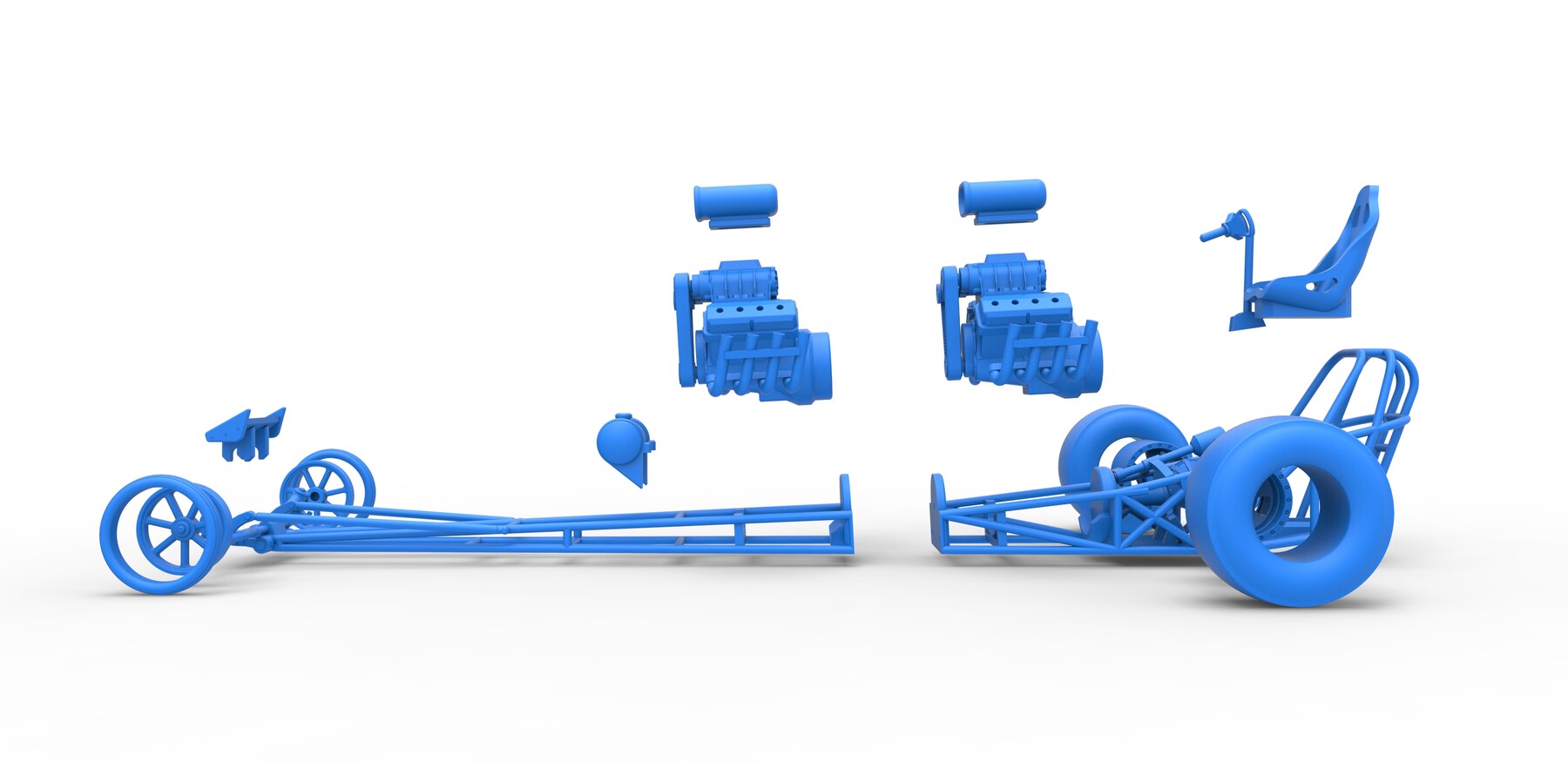 ArtStation - 3D printable Diecast Front engine dragster with 2 V8 Scale ...