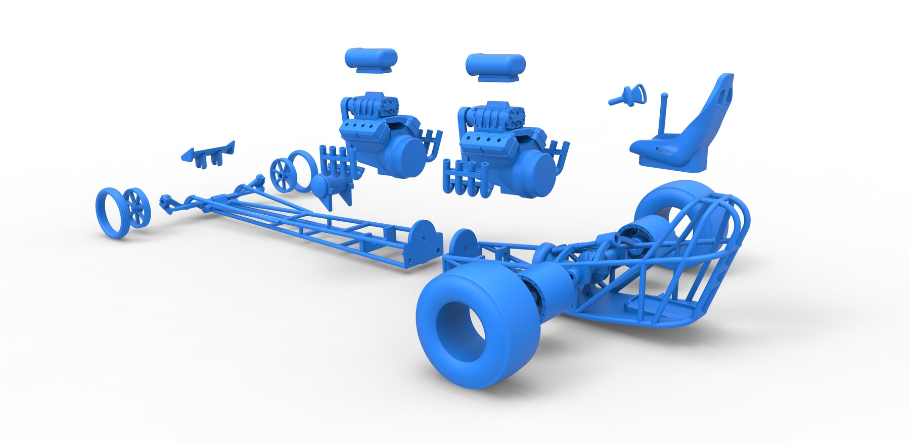 ArtStation - 3D printable Diecast Front engine dragster with 2 V8 Scale ...