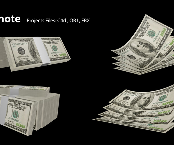 ArtStation - 3D Model of 4 Banknote pack. | Resources