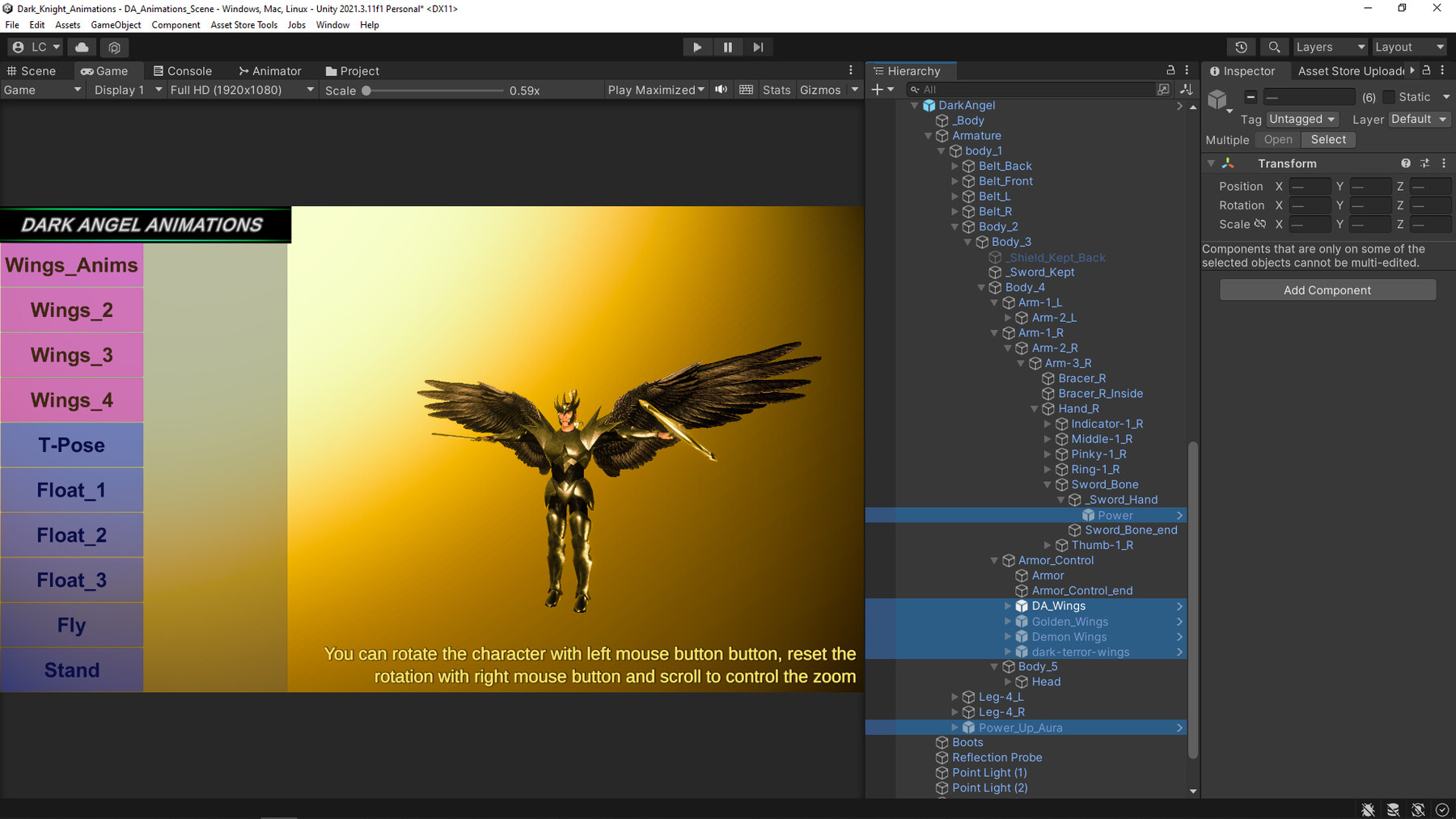 ArtStation - Animated Low Poly Angel Knight (TO UNITY) | Game Assets