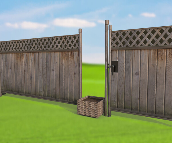 ArtStation - Fence with a gate made of wood and weaving PBR low-poly 3D ...