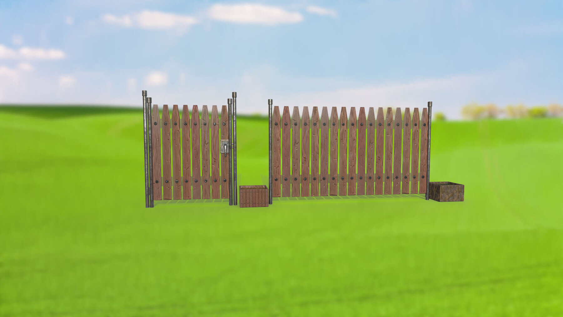 ArtStation - Fence with gate made of wooden planks PBR low-poly Low ...