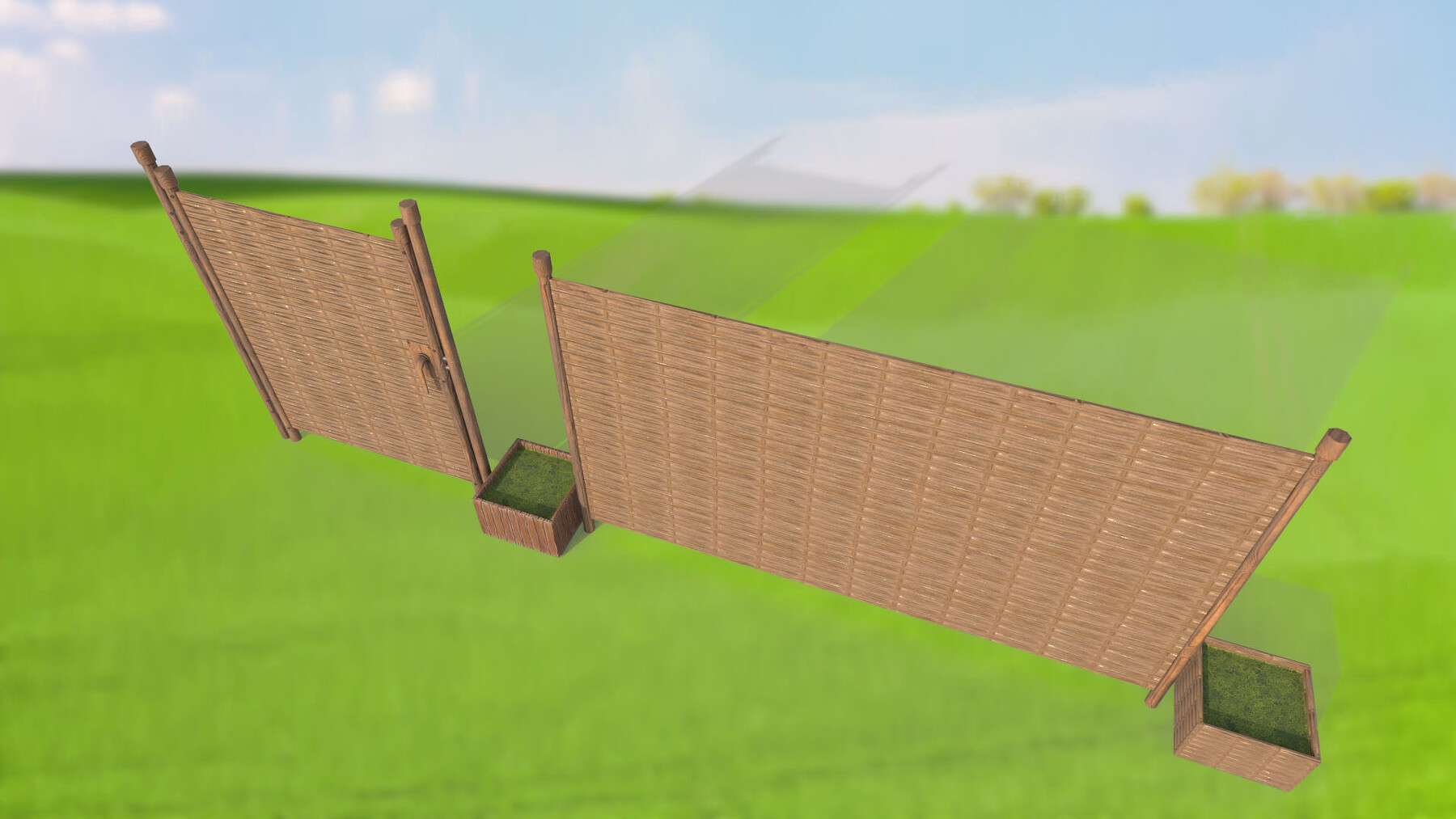 ArtStation - Fence with a gate made of wicker wicker PBR low-poly Low ...