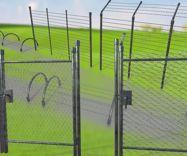 ArtStation - Netting Mesh Fence Kit Low-poly 3D model | Resources
