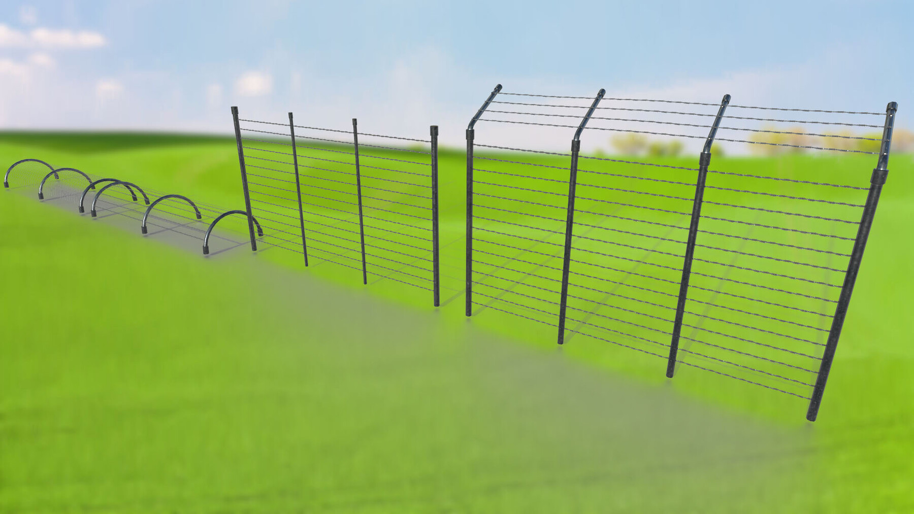 ArtStation - Netting Mesh Fence Kit Low-poly 3D model | Resources