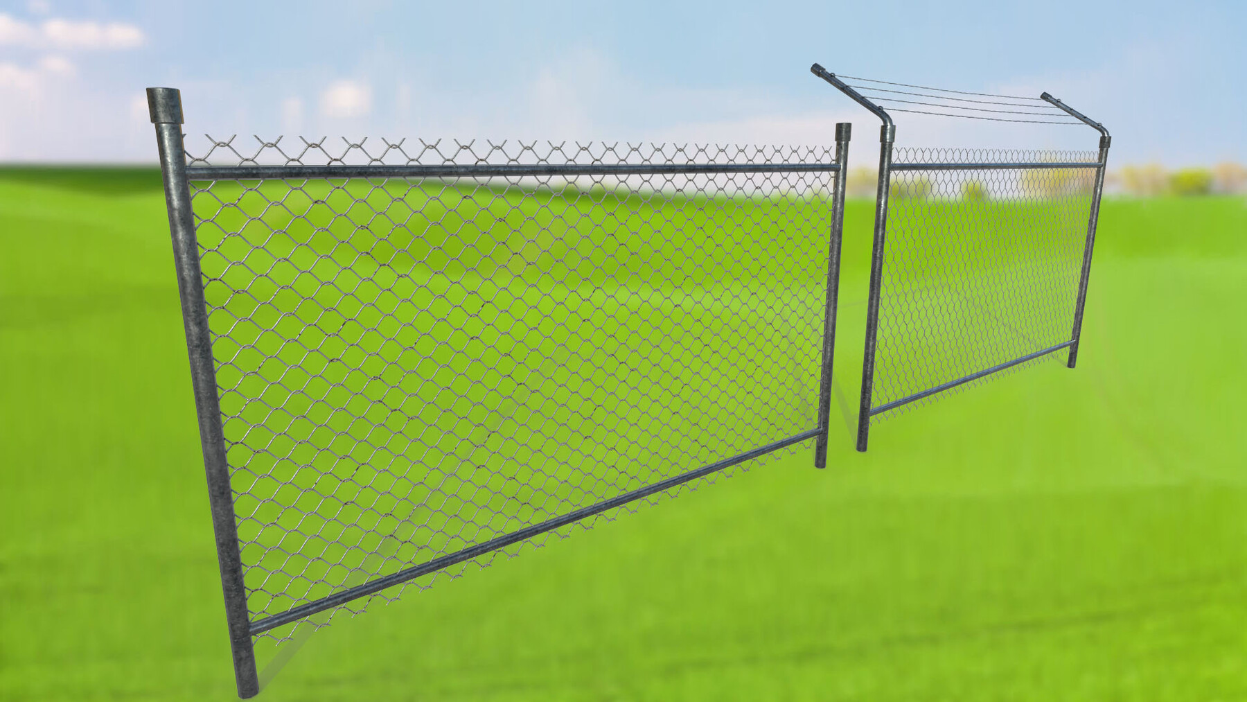 ArtStation - Netting Mesh Fence Kit Low Poly Low-poly 3D model | Resources