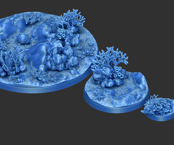 ArtStation - FREE PACK - 4 SEABED MINIATURE BASES 25, 50, 100 mm 3D ...