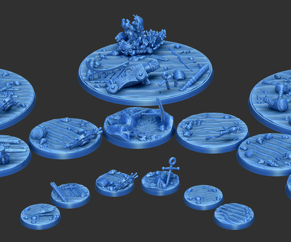 ArtStation - PACK 2 - 16 MINIATURE BASES 25mm, 50mm and 100mm 3D Print ...
