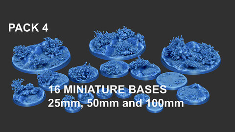 ArtStation - PACK 4 - 16 MINIATURE BASES 25mm, 50mm and 100mm 3D Print ...