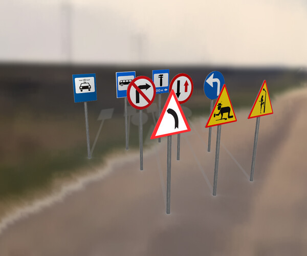 ArtStation - Road signs PBR game ready Low-poly 3D model | Resources