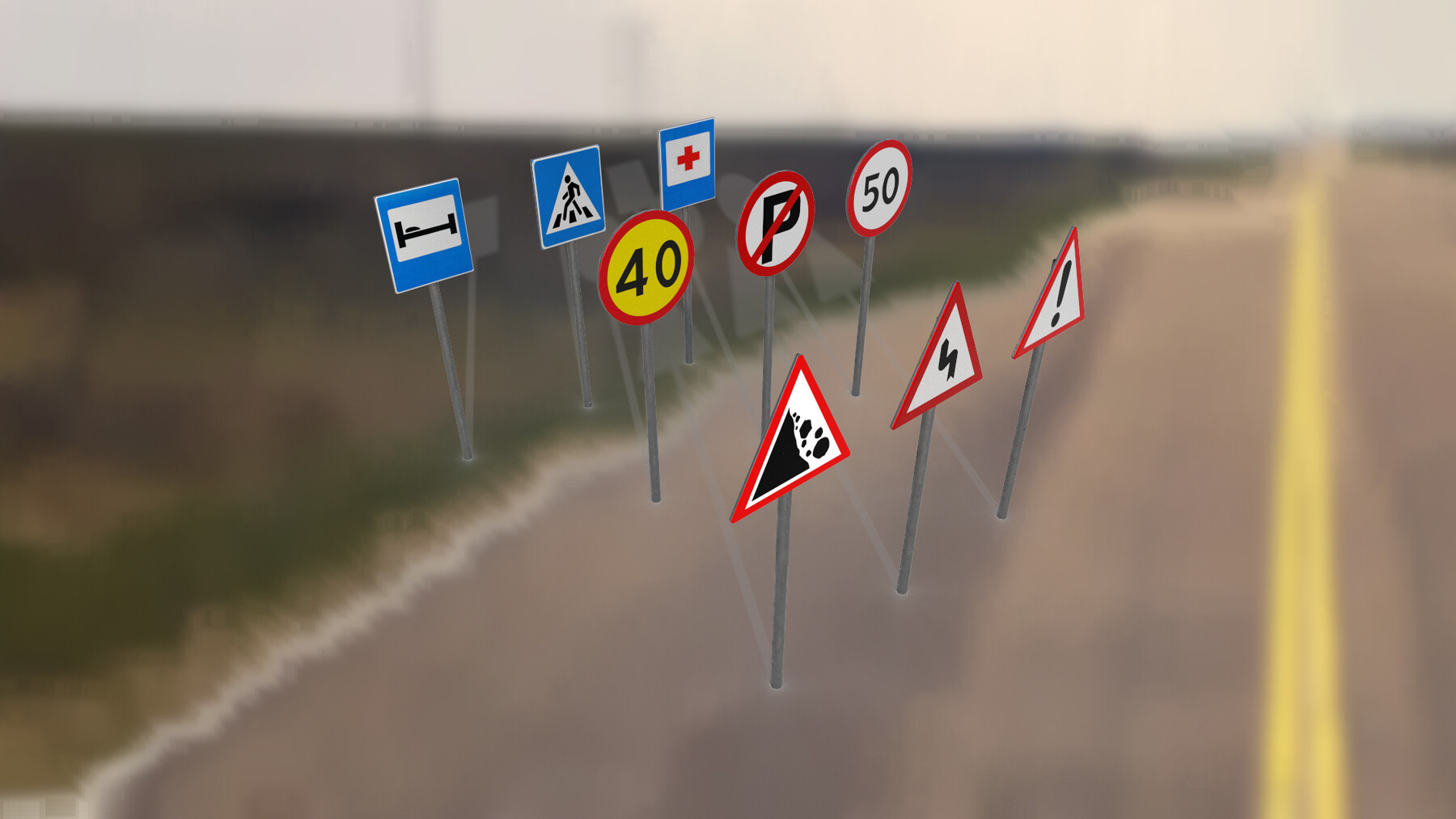 ArtStation - Road signs PBR Road signs PBR low-poly game ready ...
