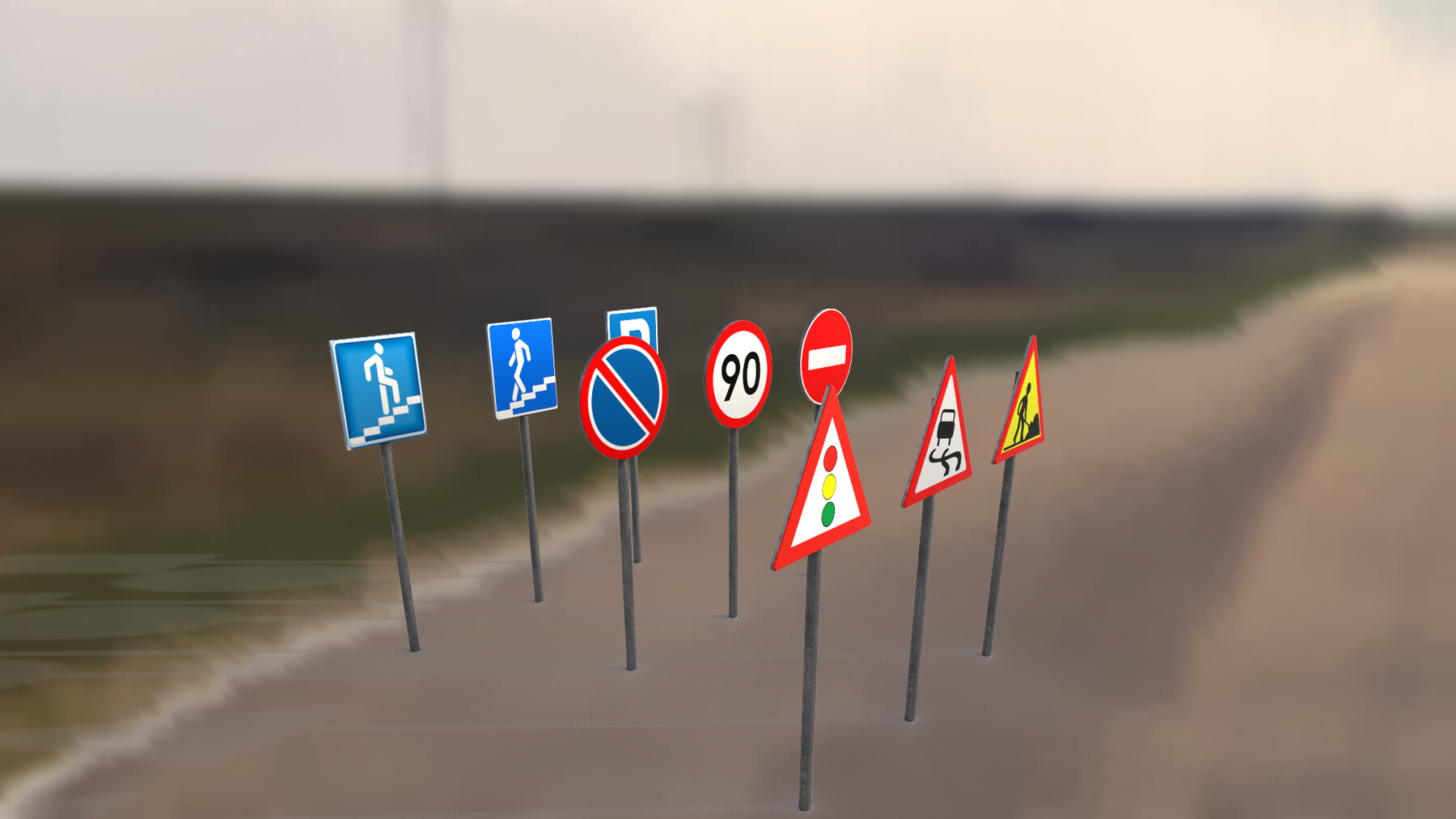 ArtStation - Road signs PBR game ready Low-poly 3D model | Resources