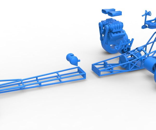 ArtStation - 3D printable Diecast Front engine dragster with double ...