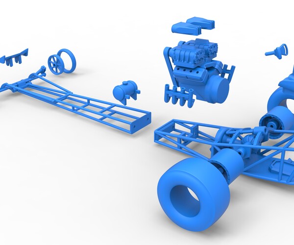 ArtStation - 3D printable Diecast Front engine dragster with double ...