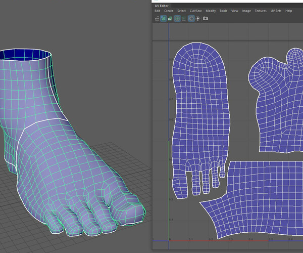 ArtStation - Foot base mesh topology and UV map | Resources