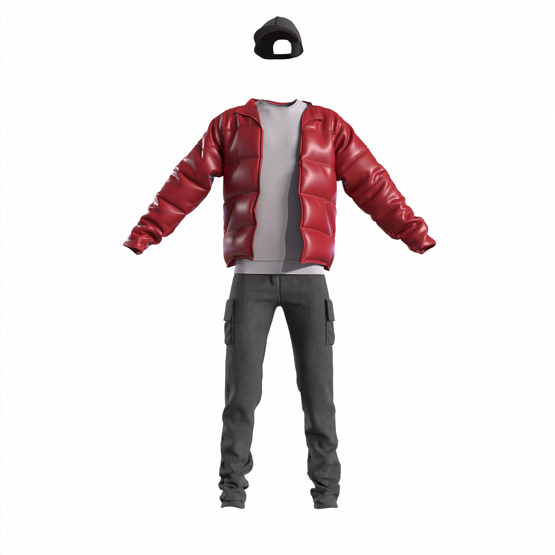 ArtStation - 3d man outfit streetstyle puffer pants hat cap OBJ + ZPRJ ...