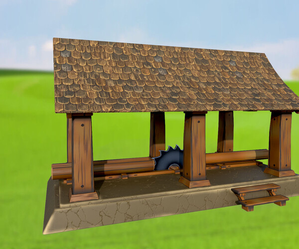 ArtStation - Stylized sawmill for cutting tree logs PBR game ready Low ...