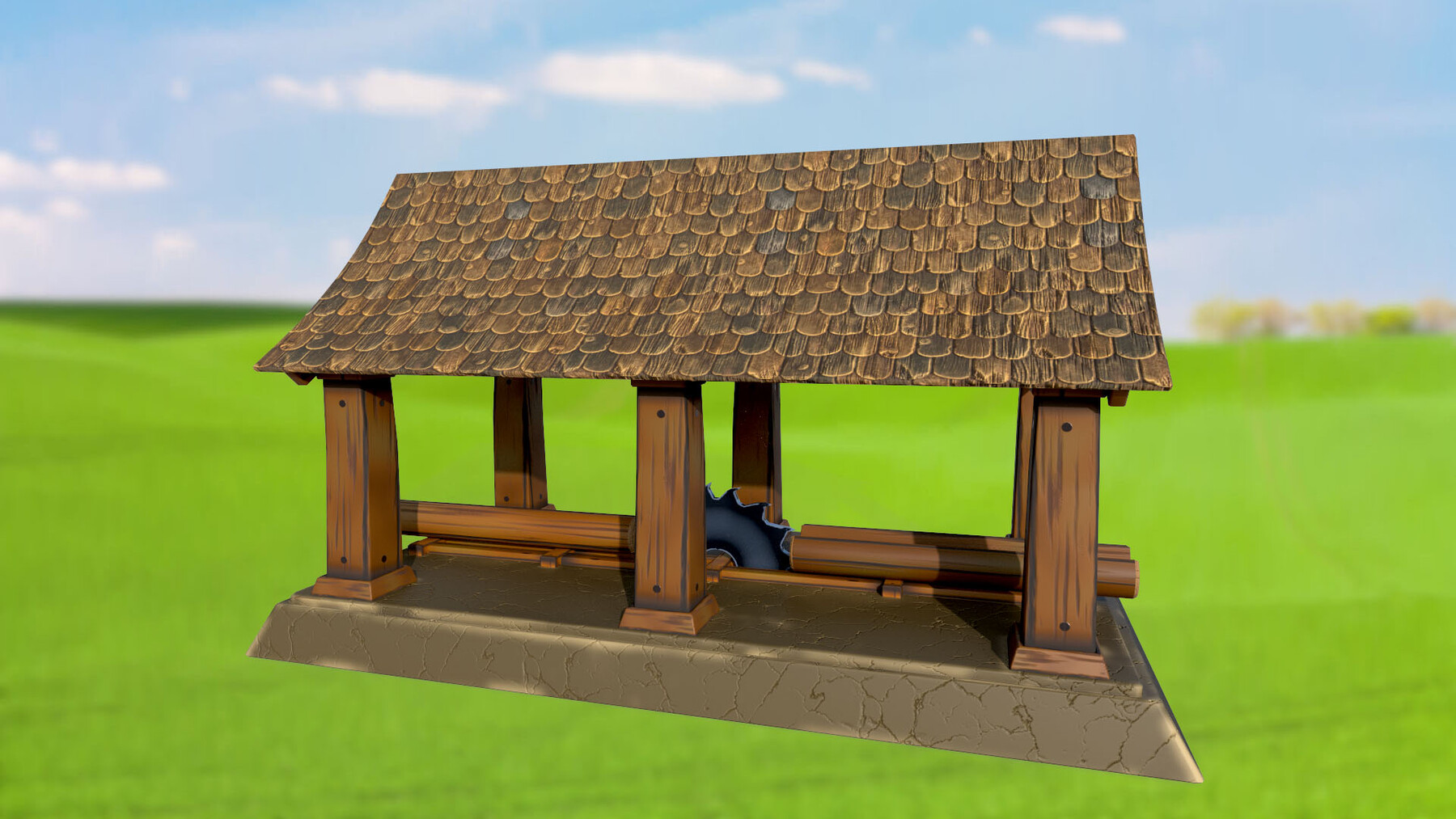 ArtStation - Stylized sawmill for cutting tree logs PBR game ready Low ...