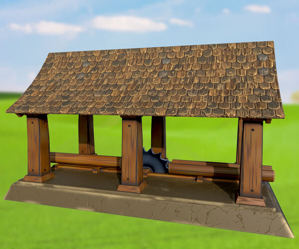 ArtStation - Stylized sawmill for cutting tree logs PBR game ready Low ...