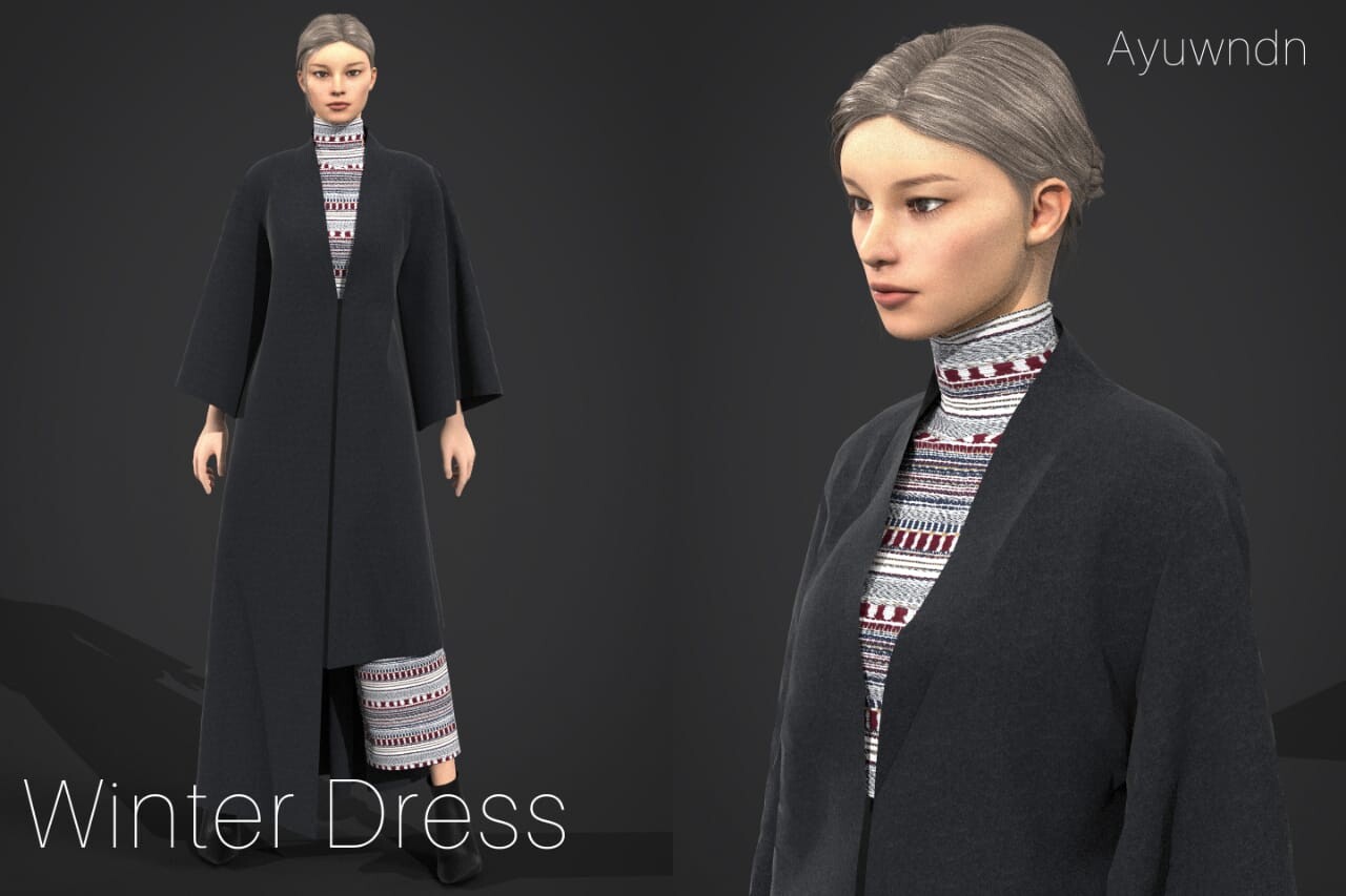 ArtStation - Winter Dress Clo 3D Project+OBJ | Resources