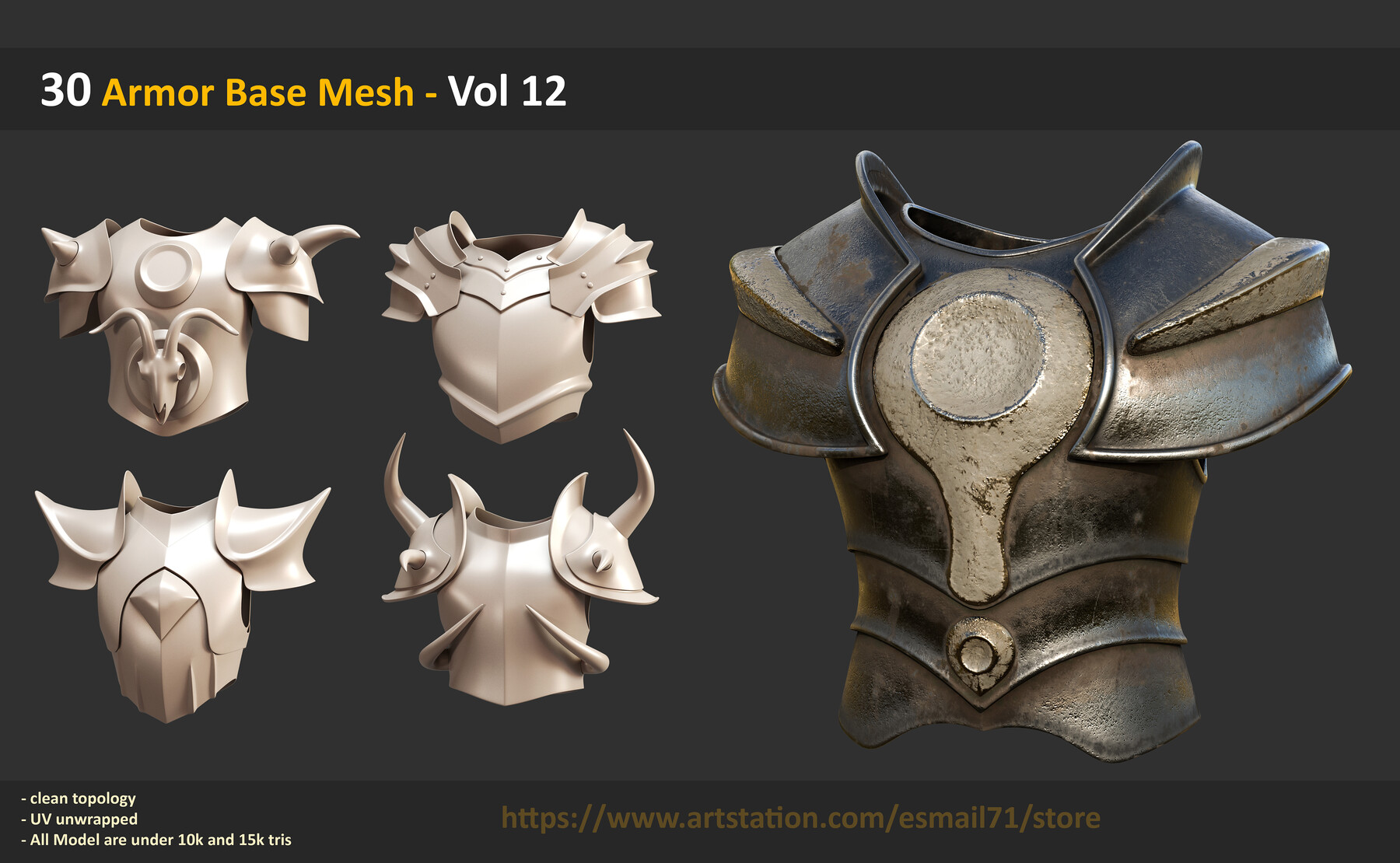 ArtStation - 30 Armor Base Mesh - Vol 12 | Resources