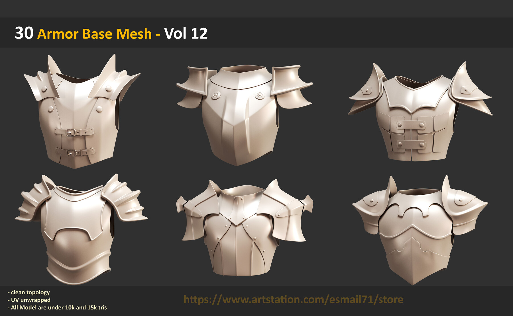 ArtStation - 30 Armor Base Mesh - Vol 12 | Resources
