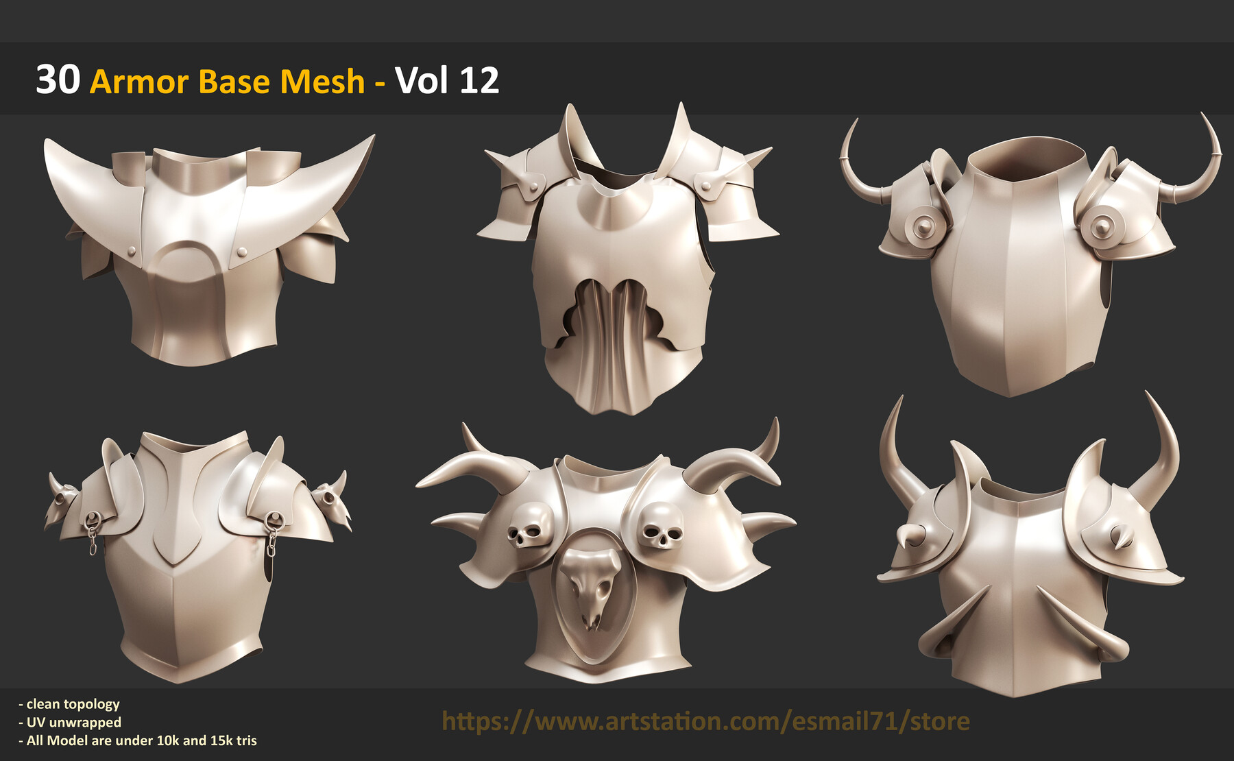 ArtStation - 30 Armor Base Mesh - Vol 12 | Resources