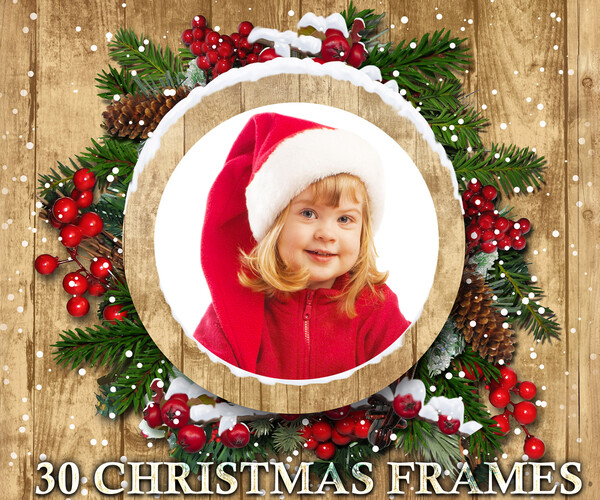 ArtStation - 30 Christmas Frames, Wooden Holiday Decorations, Winter ...
