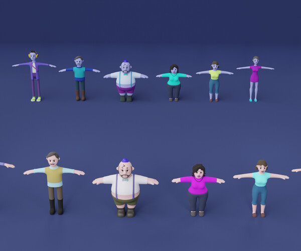 ArtStation - Cartoon 63 Stylized Characters Fully Rigged Blendshaped ...