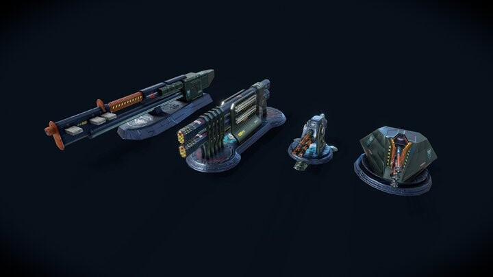 ArtStation - Sci-Fi Turrets & Cannons - Low-Poly, Game-Ready | Game Assets