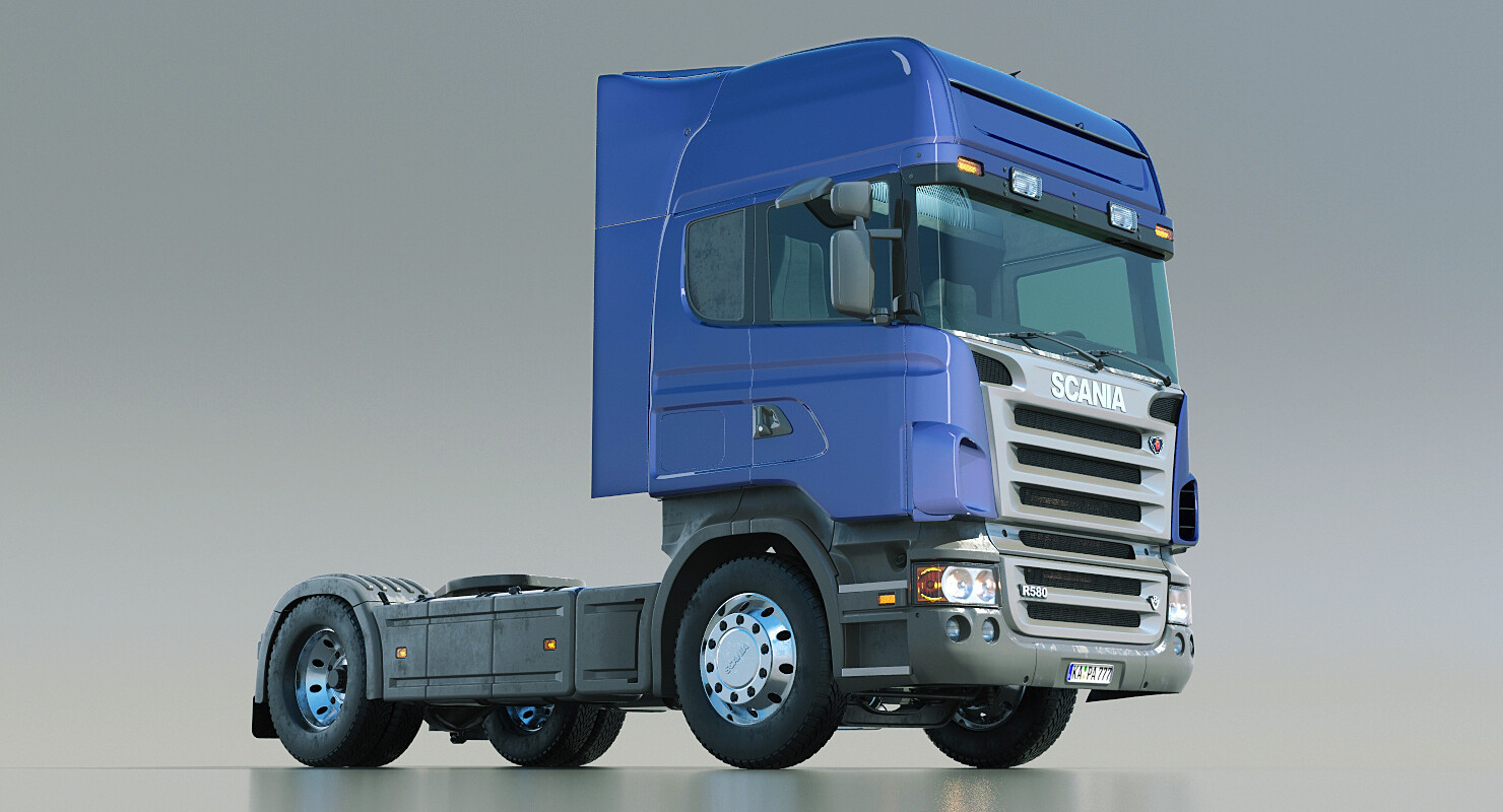 ArtStation - Scania truck R580 With Container Refrigerator | Game Assets