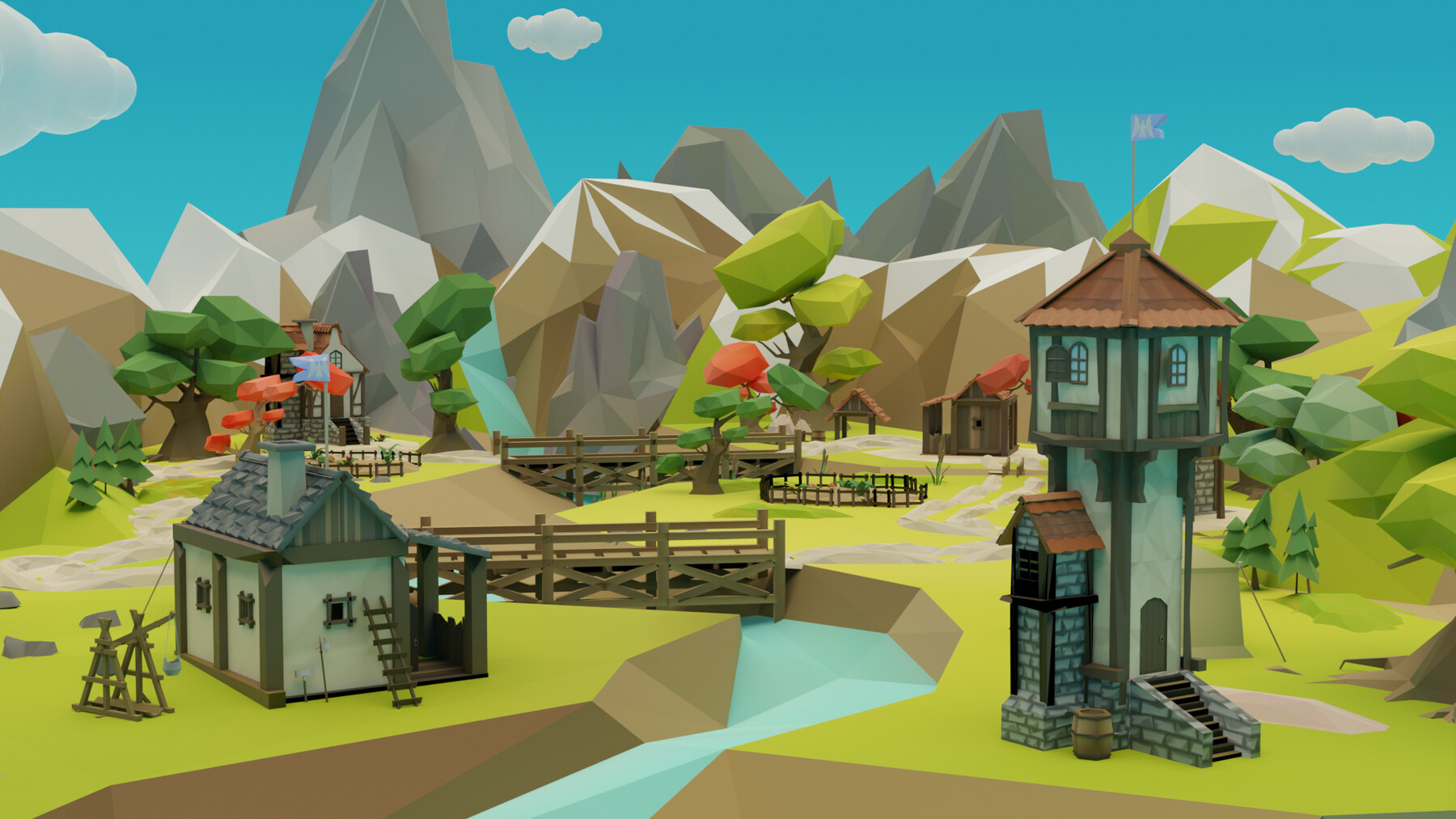 ArtStation - Middle Age Polyart Environment Modular | Game Assets